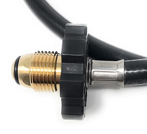 2' LP Propane Gas Hose Assembly Pig Tail Soft Nose POL x 1/4 Male Inverted Flare [948-746] High or Low Pressure. Converts POL LP Tank cylinder Connection RV Replacement Part