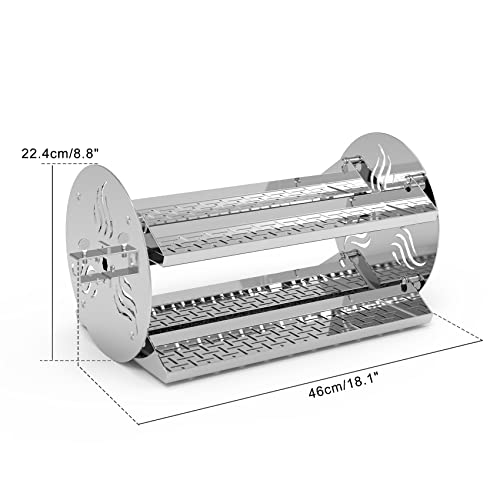 onlyfire 18 inch Round Tumble Rotisserie Basket Cooking Accessory，Stainless Steel BBQ Grill Rotisserie Rotating Trays Fits for 1/2" & 3/8" Hexagon,3/8" & 5/16" Square Spit Rods