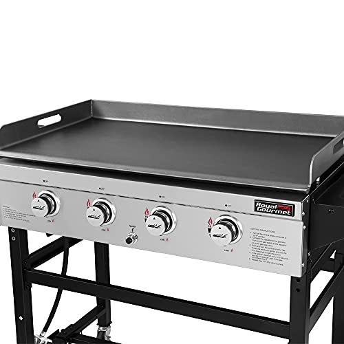 Royal Gourmet 4 Burner Flat Top Grill Griddle Combo Outdoor propane Gas Griddle, GB4001C, 52,000 BTU For Outdoor Events, Camping, BBQ