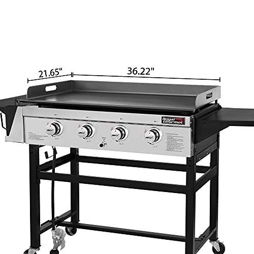 Royal Gourmet 4 Burner Flat Top Grill Griddle Combo Outdoor propane Gas Griddle, GB4001C, 52,000 BTU For Outdoor Events, Camping, BBQ