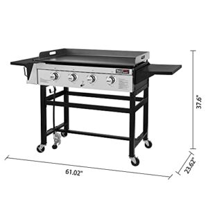 Royal Gourmet 4 Burner Flat Top Grill Griddle Combo Outdoor propane Gas Griddle, GB4001C, 52,000 BTU For Outdoor Events, Camping, BBQ