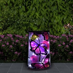 SUBOLO Hanging Solar Lantern Outdoor Waterproof LED Solar Butterfly Lights Tabletop Lamp for Outdoor Patio Garden