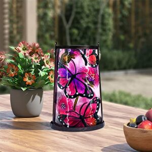 SUBOLO Hanging Solar Lantern Outdoor Waterproof LED Solar Butterfly Lights Tabletop Lamp for Outdoor Patio Garden