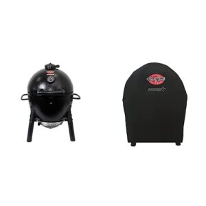 char-griller e6714 akorn jr. portable kamado charcoal grill + grill cover bundle