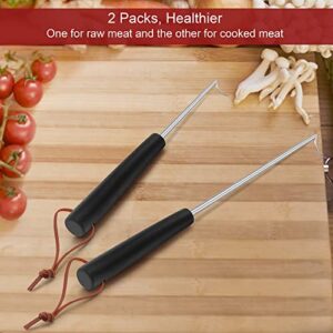 Leonyo 2 Pack Pigtail Food Flipper, 12 & 17 Inch Meat Hook Flippers Turner with Stainless Steel Shafts, Substitutes of Grill Tong, Spatulas, Fork for Kitchen Cooking BBQ, Plastic Handles, Right Handed