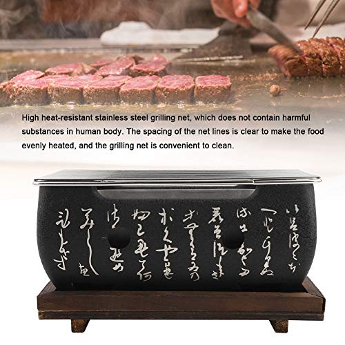 Vikye Japanese Barbecue Grill, Charcoal Stove Made of Aluminum and Stainless Steel 24x12.5x11.5cm/9.4x6.1x4.5inch