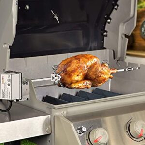 onlyfire Universal Grill Electric Replacement Stainless Steel Rotisserie Motor 110 Volt On/Off Switch- 50 lb. Load,