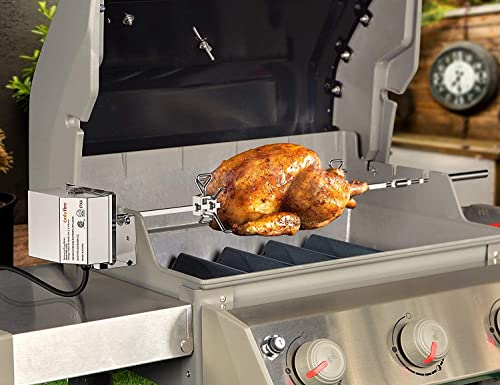 onlyfire Universal Grill Electric Replacement Stainless Steel Rotisserie Motor 110 Volt On/Off Switch- 50 lb. Load,