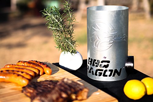 BBQ Dragon | Large Chimney of Insanity Charcoal Starter | Fast, Safe & Easy to Use Chimney | Fire Starter for Charcoal Grill | Galvanized Steel | Side Vent & Heat Resistant Handle | BBQ Accessories