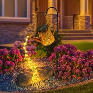 dlaoum solar watering can lights - solar outdoor lights waterproof warm white garden decorations lights hanging lantern light for yard path landscape decoration