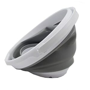 SAMMART 10L (2.6 Gallon) Collapsible Plastic Bucket - Foldable Round Tub - Portable Fishing Water Pail - Space Saving Outdoor Waterpot. Size 31cm Dia (White/Grey, 1)