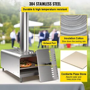 VEVOR Outdoor Pizza Oven 12", Wood Fired Ovens, Stainless Steel Portable Pizza Oven, Wood Pellet Burning Pizza Maker Ovens with Accessories for Outdoor Cooking (Rectangle)