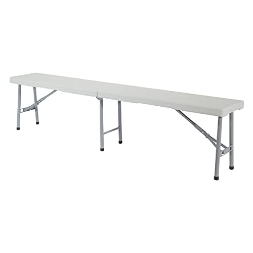 Office Star Resin Furniture for Indoor or Outdoor Use, Single, Fold in Half 6 Foot Bench