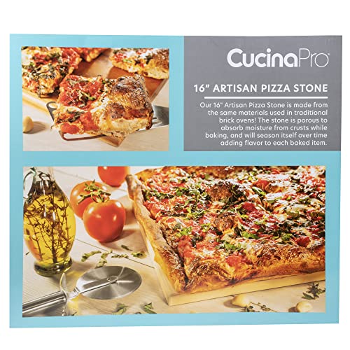 CucinaPro Pizza Stone for Oven, Grill, BBQ- Extra Thick 5/8" Cordierite Rectangular Baking Stone for Better Cooking- 16" x 14" Pan- Holds High Temperature Perfectly For Crispy Crust- Kitchen Must Have