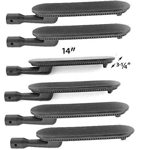 6 Pack Cast Iron Burner Replacement for Grand Hall Elite 791, Kenmore 141.166801, 141.16681, 141.16690, 141.17681, 141.17690, 141.176901, 141.17691, Grand Hall Elite 791, and Gas Grill Models