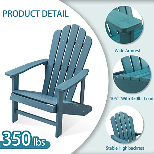 EFURDEN Adirondack Chair, Polystyrene, Weather Resistant & Durable Fire Pits Chair for Lawn and Garden, 350 lbs Load Capacity with Easy Assembly (Blue, 1 pc)