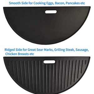 BBQ Grill 18-in Cast Iron Half Moon Griddle for Kamado Joe Big Green Egg Ceramic Kamado Grills