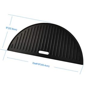 BBQ Grill 18-in Cast Iron Half Moon Griddle for Kamado Joe Big Green Egg Ceramic Kamado Grills