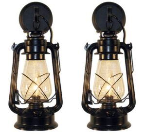 rustic lantern wall mounted set - large black