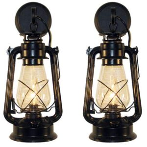 Rustic Lantern Wall Mounted Set - Large Black