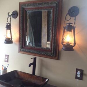 Rustic Lantern Wall Mounted Set - Large Black