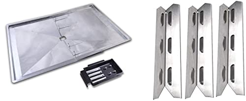 Quickflame Replacement Grease Tray (24-27 inches Width) and Heat Plate Set of 3 for Kenmore 146.23678310, 146.23679310, 640-05057371-6, 640-05057373-6 Gas Grills Models