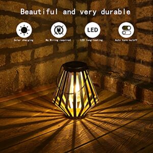 Solar Lights Lantern Outdoor，Metal Waterproof Edison Bulb Lights，Hanging Table Top Decorative Warm White Light for Garden Patio Courtyard Lawn and Fence （1 Pack）