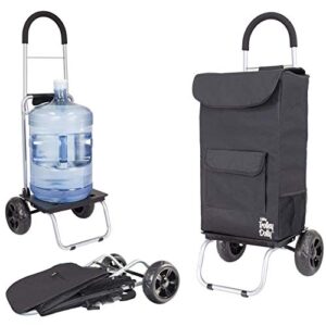 dbest products cooler trolley dolly, black insulated cooler bag folding collapsible rolling shopping grocery tailgating bbq beer ice cart 14" x 17" x 38"