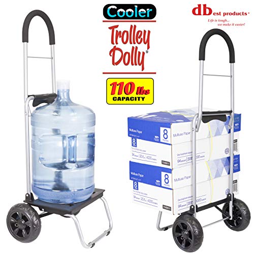 dbest products Cooler Trolley Dolly, Black Insulated cooler bag folding collapsible rolling shopping grocery tailgating bbq beer ice cart 14" x 17" x 38"