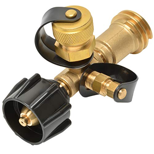 Stanbroil Propane Gas Brass Tee Adapter with 4 Port for RV or Motorhome, Acme Nut &QCC1