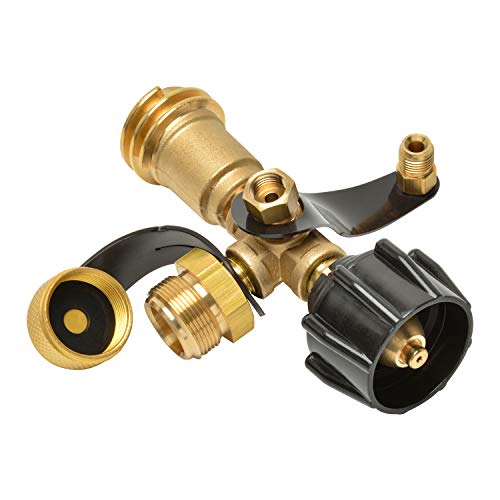 Stanbroil Propane Gas Brass Tee Adapter with 4 Port for RV or Motorhome, Acme Nut &QCC1