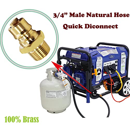 MENSI 3/4" Brass Male Quick Connect Plug Fittings Fits Dual Fuel Generator Regulator Exits Convert to Connect Natural Quick Connect Hose