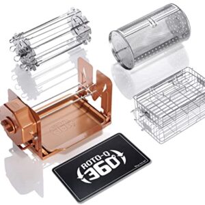 ROTO-Q 360 Family Bundle (COPPER) | The Ultimate Rotisserie Solution for Healthier Cooking | Portable, Versatile, and Energy-Efficient | Perfect for Convection Ovens, Air Fryers, BBQs, and Fire Pits | Self-Rotating Spit Roaster for Mouth-Watering Rotisser