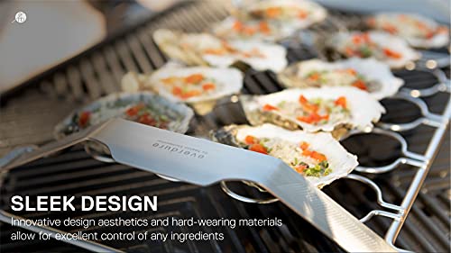 Everdure Grilling Oyster Rack: Brushed Stainless Steel, Easy Grip Handles, Fits 20 Oysters, Premium BBQ Tray for Grilling Appetizers, Shrimp, Scallops, Mushrooms, Peppers, and More, Silver