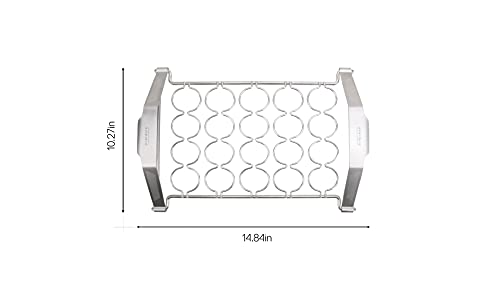 Everdure Grilling Oyster Rack: Brushed Stainless Steel, Easy Grip Handles, Fits 20 Oysters, Premium BBQ Tray for Grilling Appetizers, Shrimp, Scallops, Mushrooms, Peppers, and More, Silver