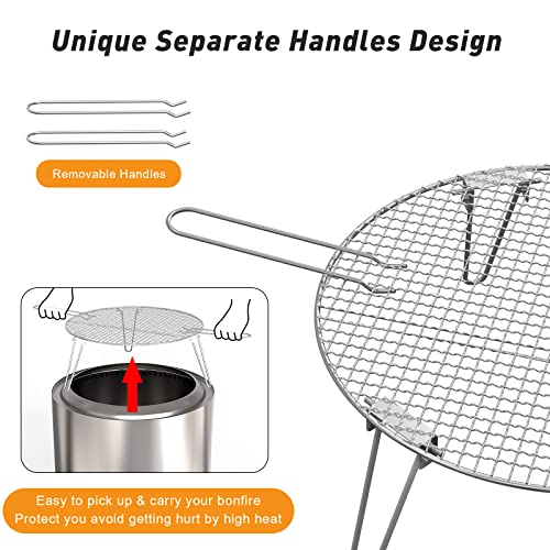 Grill Grate for Solo Stove Bonfire, 19.5 Inch Round Grill Grate with 3 Detachable Legs , Stainless Steel Fire Pit Cooking Grate Raised Top Grate for Bonfire Stove