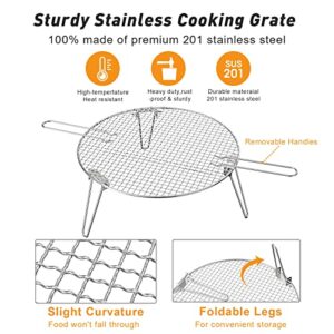 Grill Grate for Solo Stove Bonfire, 19.5 Inch Round Grill Grate with 3 Detachable Legs , Stainless Steel Fire Pit Cooking Grate Raised Top Grate for Bonfire Stove