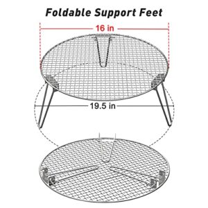 Grill Grate for Solo Stove Bonfire, 19.5 Inch Round Grill Grate with 3 Detachable Legs , Stainless Steel Fire Pit Cooking Grate Raised Top Grate for Bonfire Stove