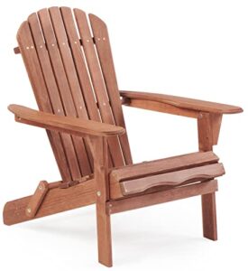 folding adirondack chair half pre-assembled, outdoor wood patio chair for garden/backyard/firepit/pool/beach/deck