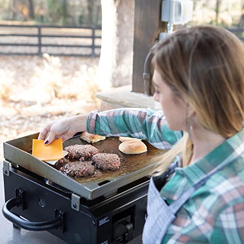 Razor Griddle GGT2160M 19 Inch Outdoor 1 Burner Portable LP Propane Gas Grill Griddle w/Push Ignition for BBQ Cooking and Frying, Black