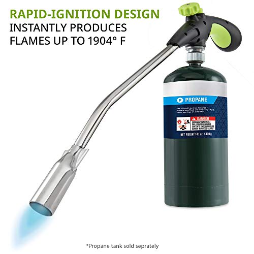 Ivation Charcoal Starter, Propane Charcoal Lighter, Quickly & Easily Ignite BBQ Grill, Smoker, Fireplace & Burn Weed, Torch Fire Starter with Button Ignition, Adjustable Flame, Tank Not Included