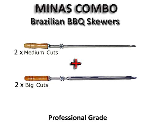 Minas Combo - Set of 4 Brazilian Skewers for BBQ 28" - Professional Grade