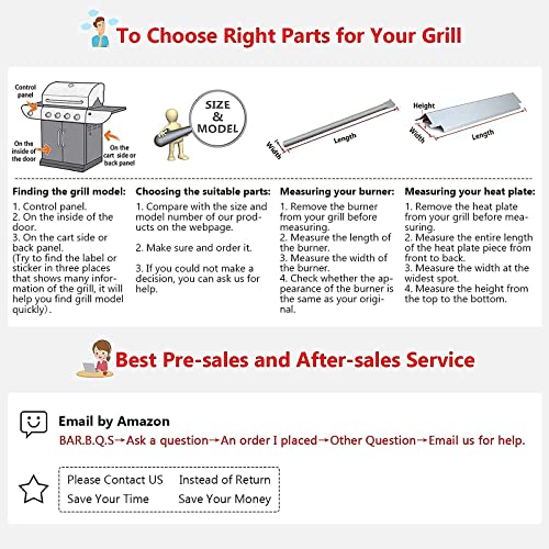 Hisencn 16 1/4 In Grill Grates Burner Tube and Heat Plate for DGF510SBP, BY15-101-001-02, GBC1461W, GBC1462W-C, GBC1555W-C, GBC1562W-C, BH13-101-099-01, BH15-101-099-02, GBC1362W, GBC1562W, BH14-101-0