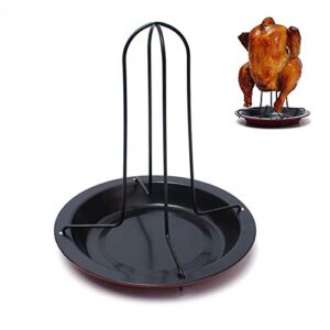 eutuxia chicken roaster rack for oven, grill, or bbq - sturdy stainless steel vertical poultry turkey standing holder with bowl - must have indoor outdoor cooking tool - great for home & camping