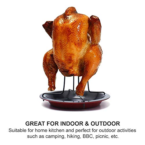 Eutuxia Chicken Roaster Rack for Oven, Grill, or BBQ - Sturdy Stainless Steel Vertical Poultry Turkey Standing Holder with Bowl - Must Have Indoor Outdoor Cooking Tool - Great for Home & Camping