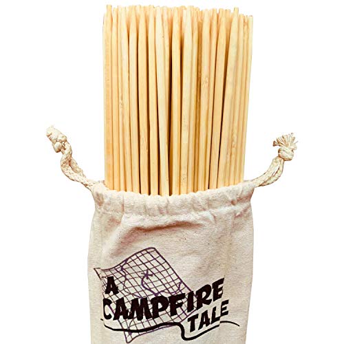 The Ultimate Marshmallow Roasting Sticks Premium Bamboo Extra Long 36 Inches 5MM Thick Heavy Duty Wooden Skewers Perfect for Smores Hot Dogs Kebab Campfire Fire Pit Camping Cooking 110 Pieces Safe