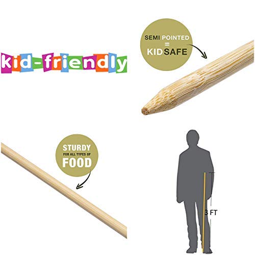 The Ultimate Marshmallow Roasting Sticks Premium Bamboo Extra Long 36 Inches 5MM Thick Heavy Duty Wooden Skewers Perfect for Smores Hot Dogs Kebab Campfire Fire Pit Camping Cooking 110 Pieces Safe