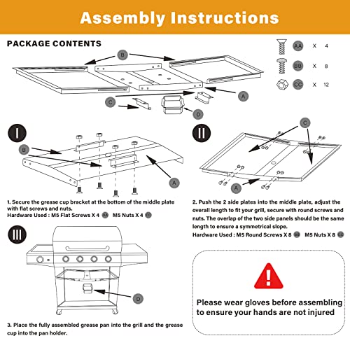 GARNETIN Grease Tray with Drip Pan for 4/5 Burner Outdoor Gas Grill Models from Dyna Glo, Nexgrill, Expert Grill, Kenmore, BHG and More - 304 Stainless Steel Grill Replacement Parts (24"-30")