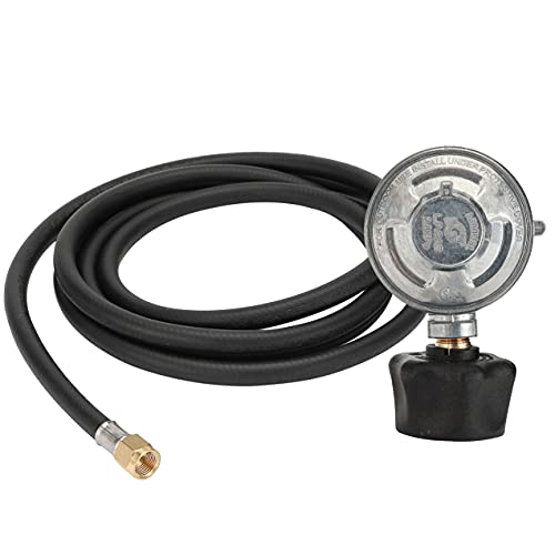 IGT 12 feet Gas Regulator | Propane Regulator (70000 BTU) for Barbecue Grill, Camping Stove, Patio Heater, Fish Cooker & Other Small Gas Appliances, 12 ft Hose, QCC-1, LPG