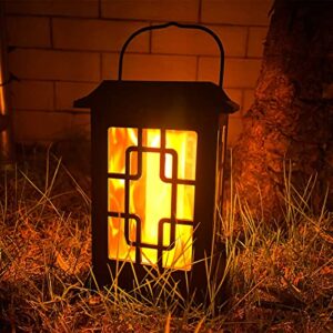 Solar Lanterns Outdoor Waterproof Hanging Solar Light Decorative LED Flickering Flame Solar Lights Solar Lanterns Outdoor for Garden Patio Yard Pathway 2 Pack